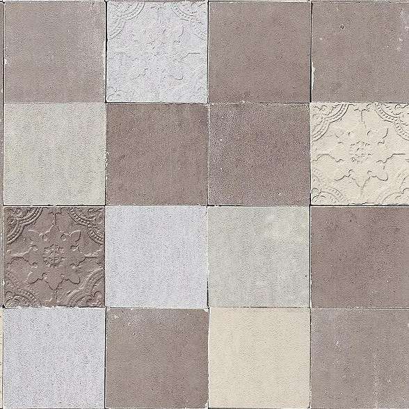 Krém szürke vintage csempe mintás vlies vinyl tapéta | Tapéta Trend ...