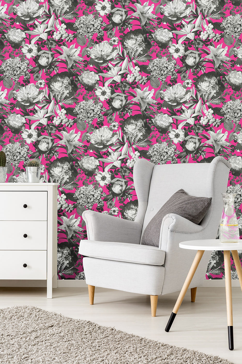 Pink virágmintás tapéta | Tapéta Trend Tapétabolt